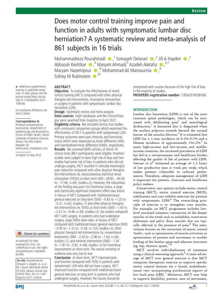 2022-Pourahmadi-Does Motor Control Training Improve Pain and Function in Adults With Symptomatic ...