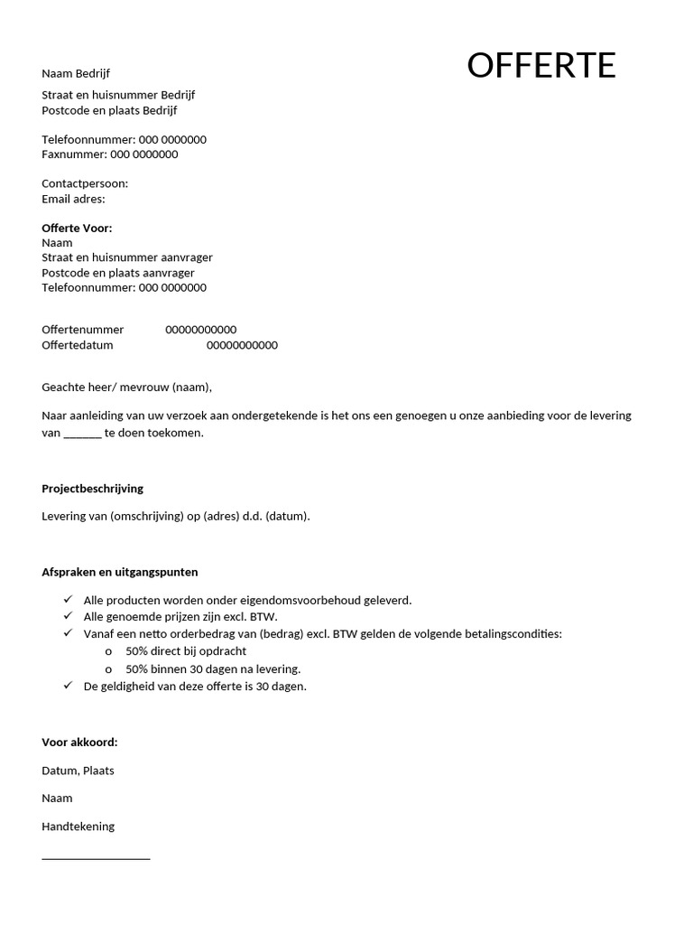 Voorbeeld Offerte Word 2 | PDF
