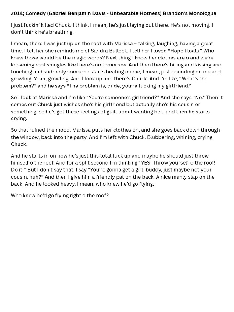 2014 Comedy (Gabriel Benjamin Davis - Unbearable Hotness) Brandon's ...