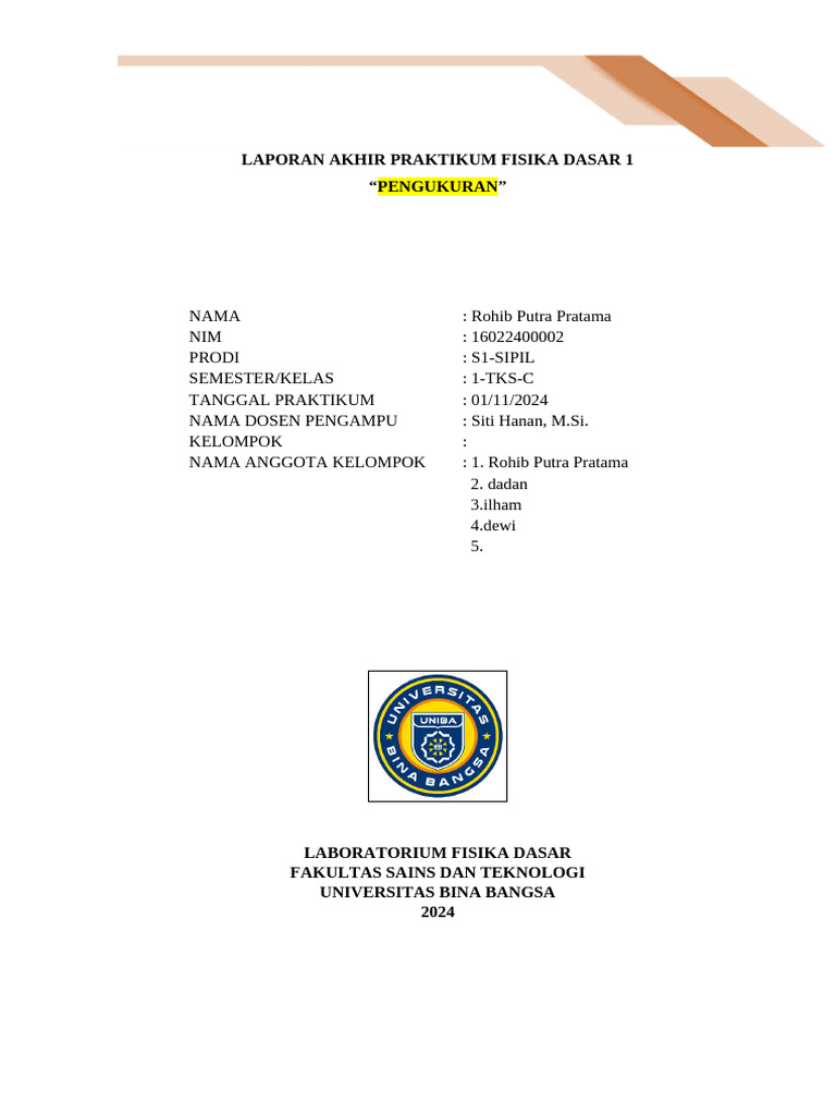 Fisika Tugas Ke 1 | PDF