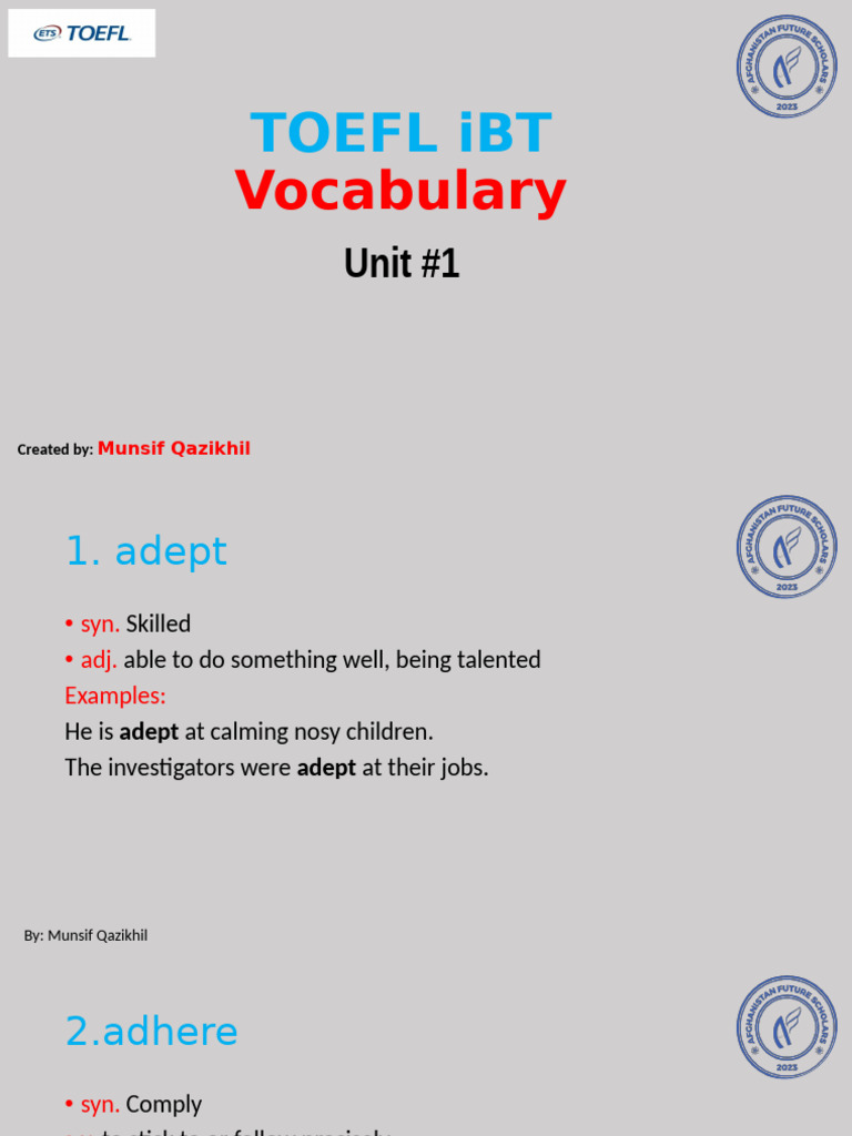 Lesson #1 Unit First TOEFL iBT | PDF