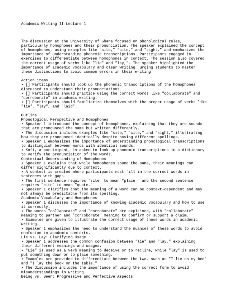Academic Writing II Lecture 1 | PDF | Phoneme | Word