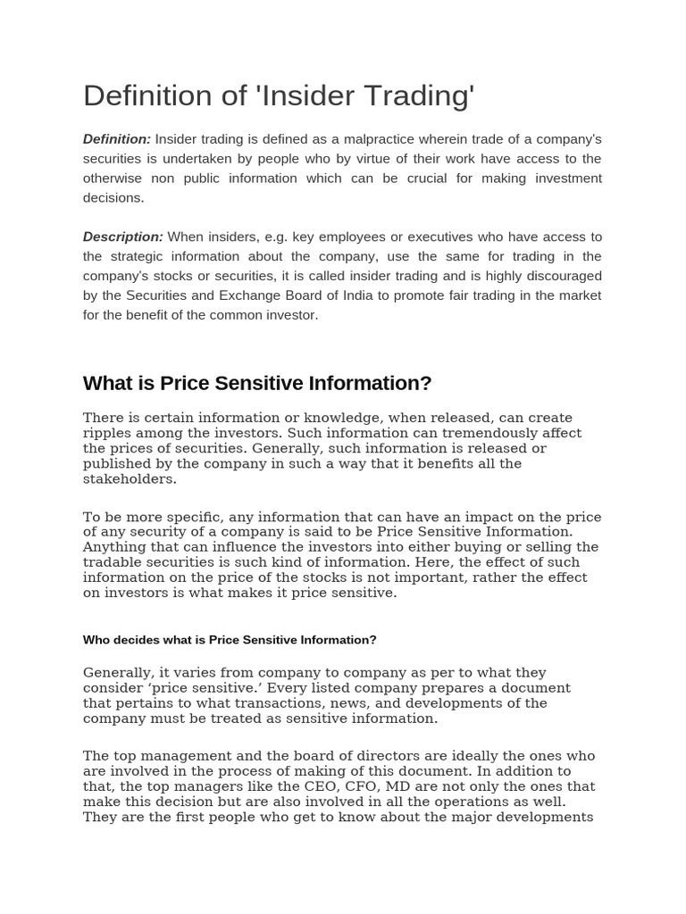 Understanding Insider Trading and Whistleblowing | PDF | Securities ...