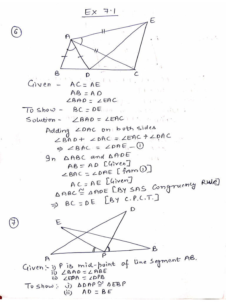 Chapter 7 Maths Triangles Solution | PDF
