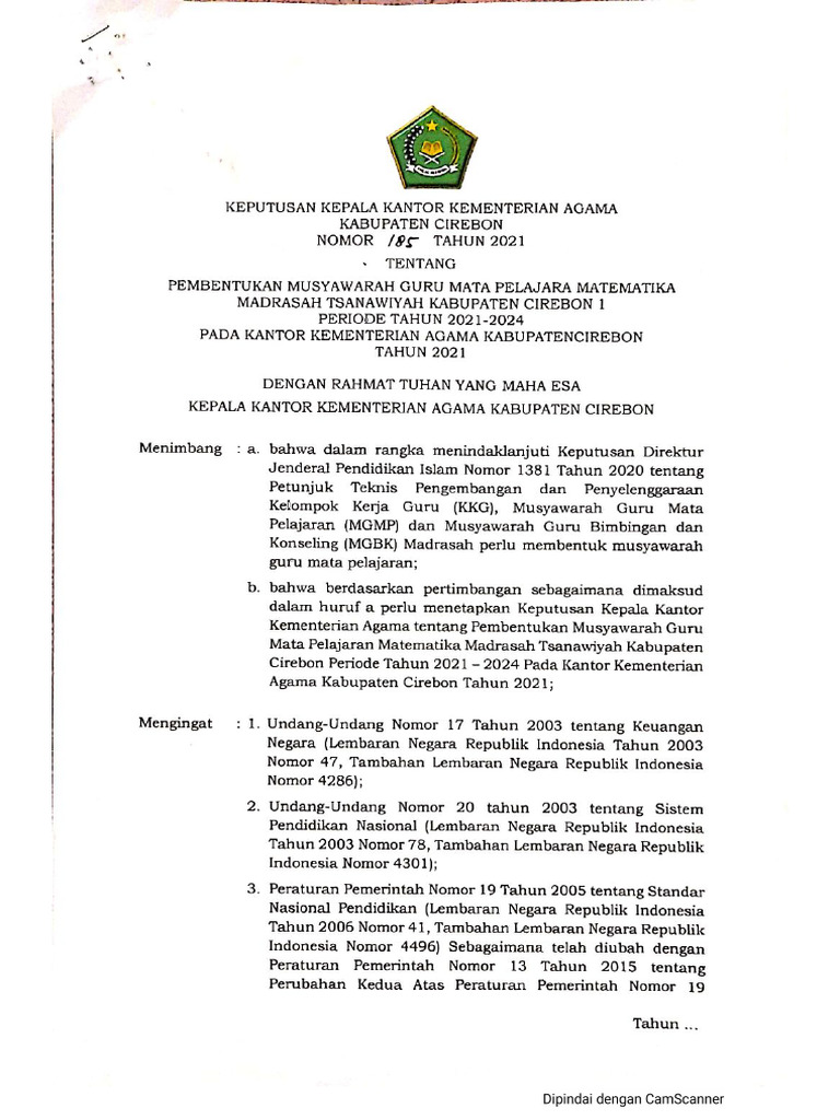 SK Pengurus MGMP MATEMATIKA | PDF