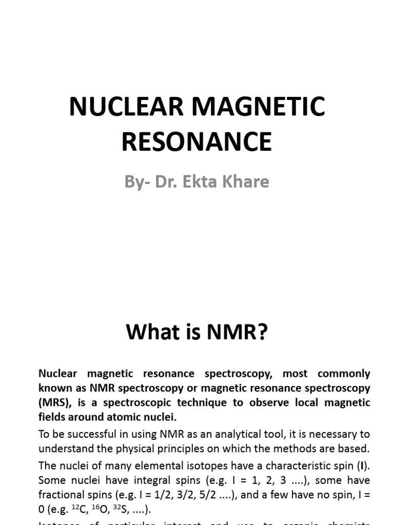 Understanding Nuclear Magnetic Resonance | PDF | Nuclear Magnetic ...