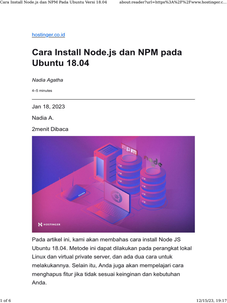Cara Install Node.js dan NPM Pada Ubuntu Versi 18.04 | PDF