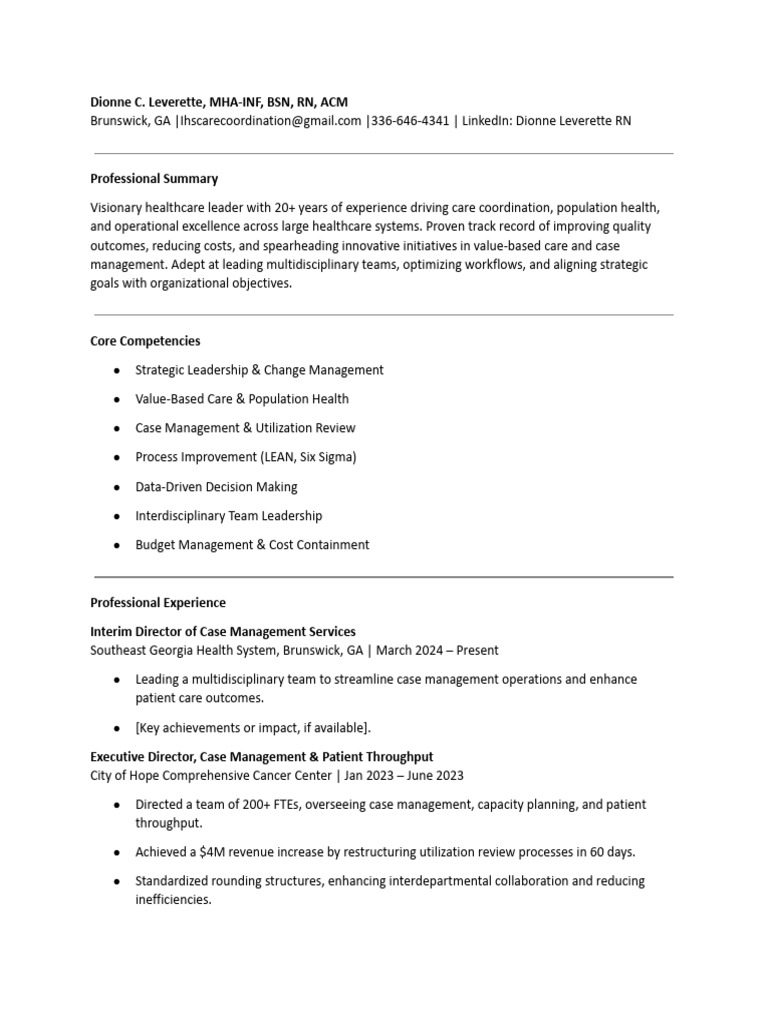 CV. DionneLeverette - Resume v3 | PDF | Health Care | Social Programs