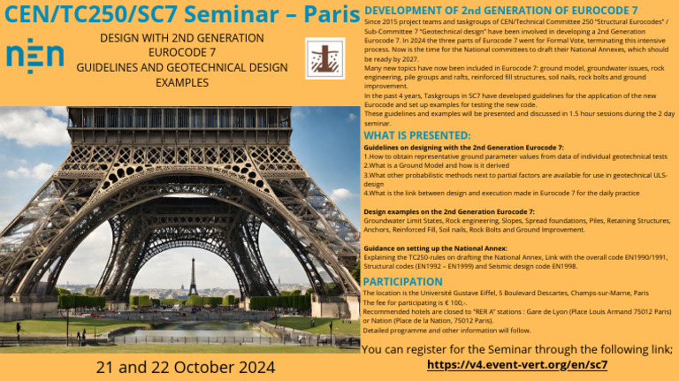21 and 22 October 2024: Design With 2Nd Generation Eurocode 7 ...