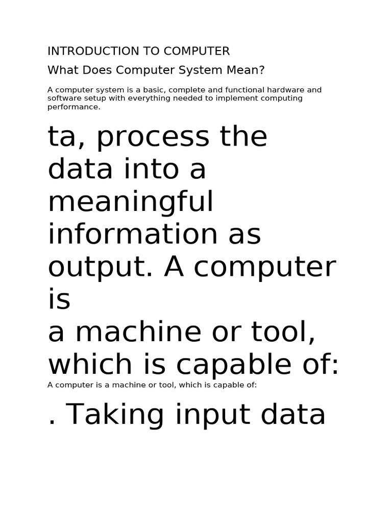 INTRODUCTION TO COMPUTER | PDF | Computer Hardware | Electrical Engineering