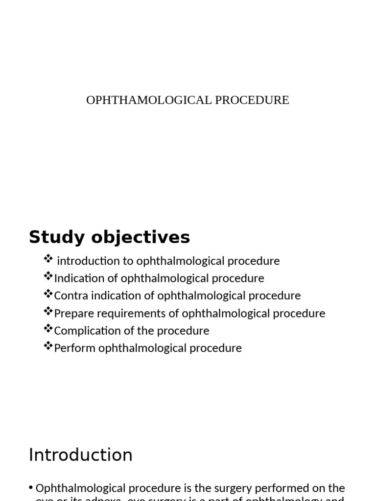 OPHTHAMOLOGICAL PROCEDURE | PDF | Glaucoma | Ophthalmology