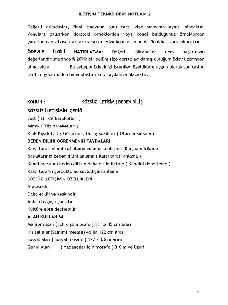 Iletişim Tekniği Ders Notu 2 | PDF