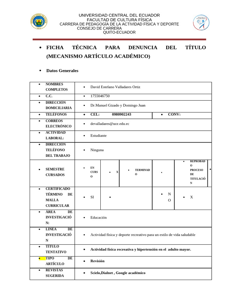 David Estefano Valladares Ortiz | PDF | Enfermedades cardiovasculares | Hipertensión