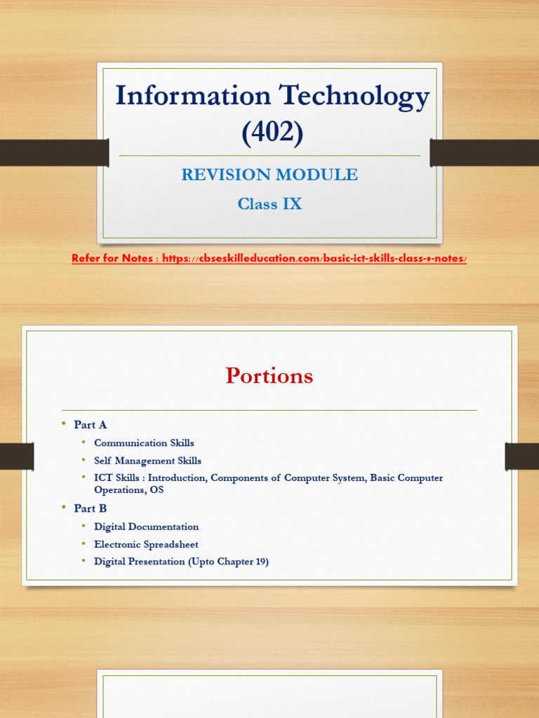 Class IX ICT Skills Revision Guide | PDF | Operating System | Communication
