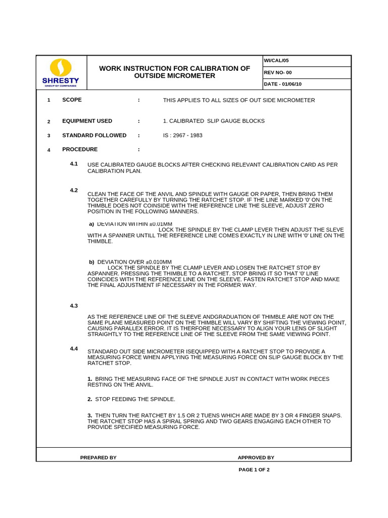 WI For Calib - of M.Meter | PDF