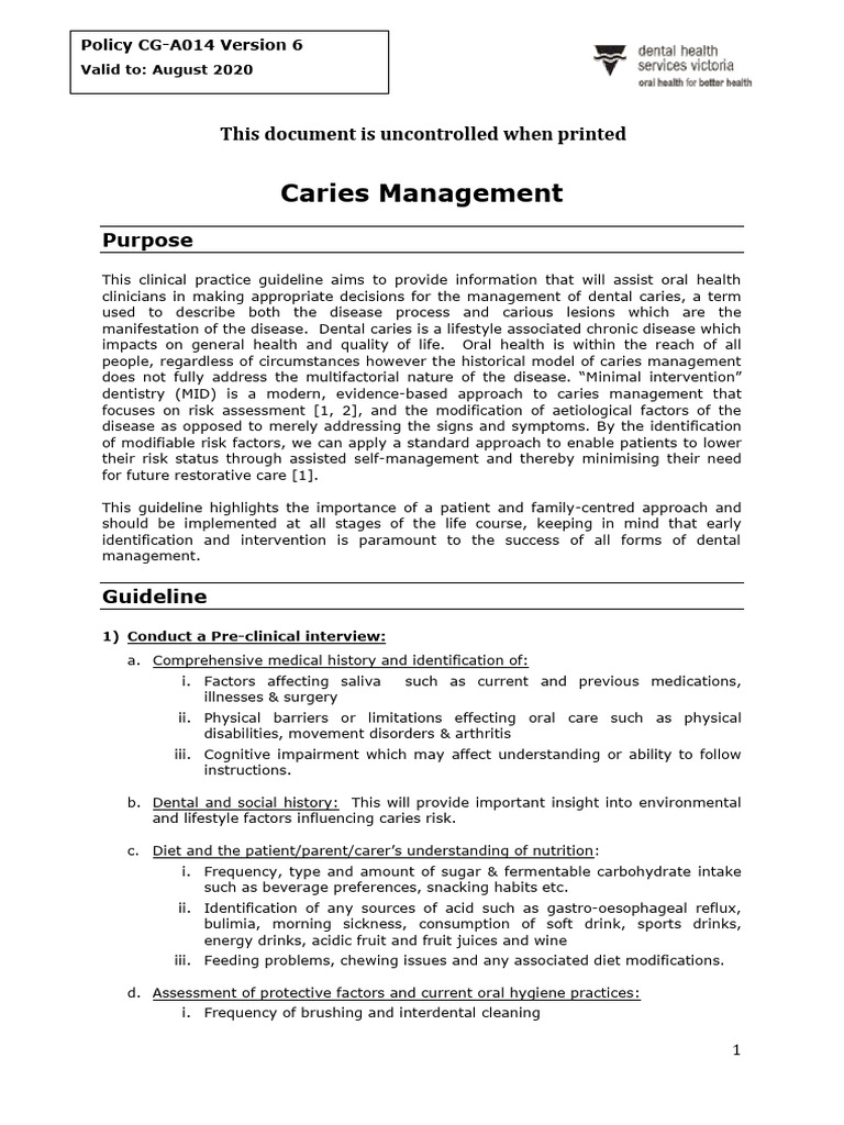 Caries-Management- | PDF | Oral Hygiene | Dentistry