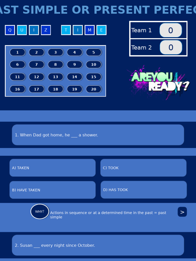 Quiz Past Simple X Present Perfect With Scoreboard Fun Activities Games ...