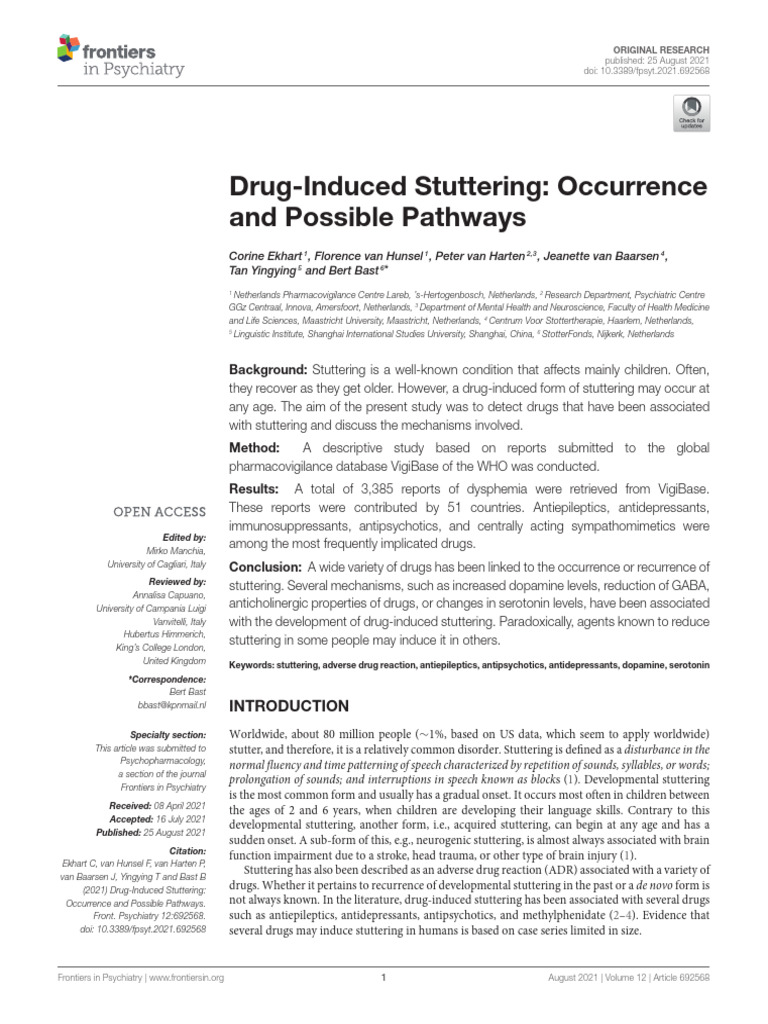 Drug-Induced Stuttering Analysis | PDF | Risperidone | Stuttering