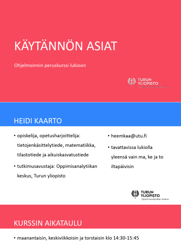 Luento 0 Kaytannon Asiat | PDF