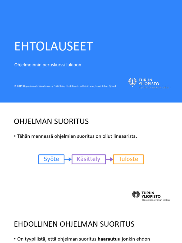 Luento 3 Ehtolauseet | PDF