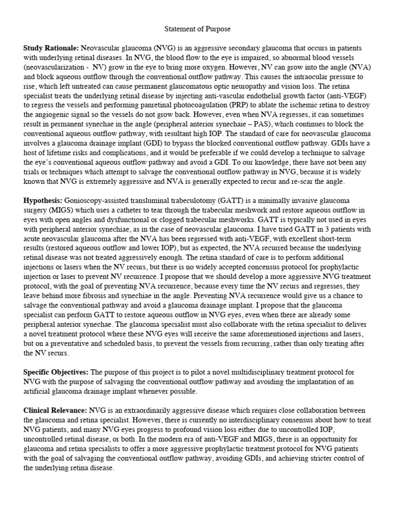 Glaucoma Clinical Research Project Sample 1 | PDF | Glaucoma | Medical ...