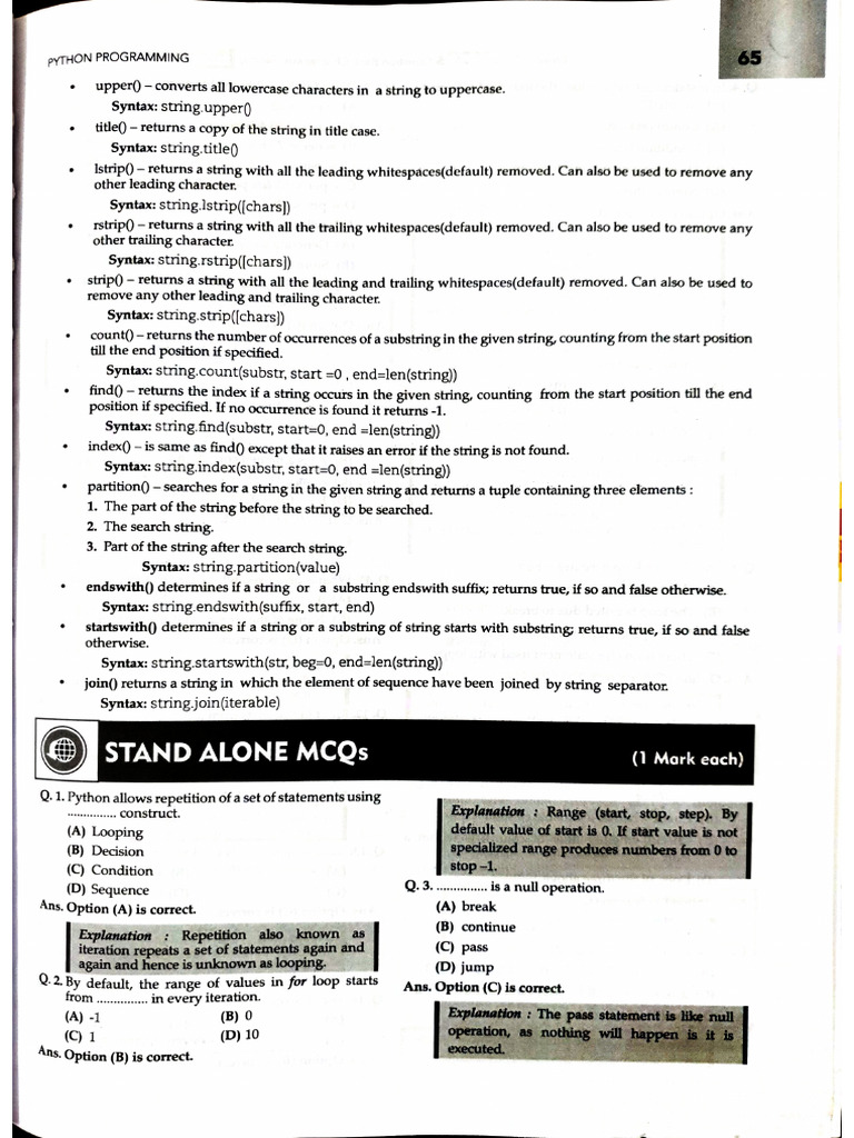 MCQs (Ch - 6 - Python Programming) | PDF