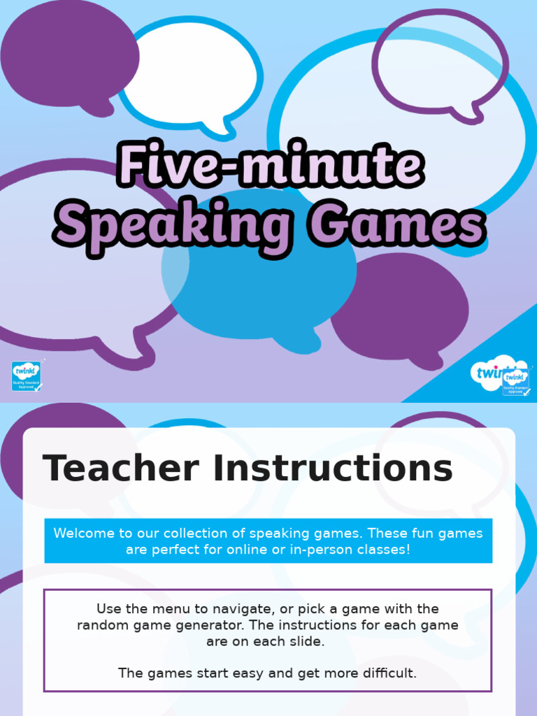 Speaking Games For Ell Classes Us e 1664279771 | PDF
