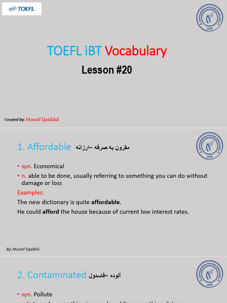 Lesson #10 Unit 24 TOEFL iBT | PDF