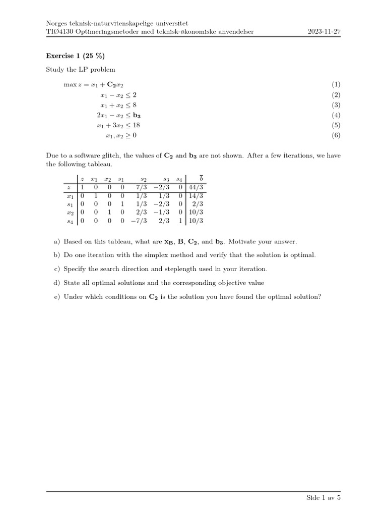 2023 Exam | PDF | Linear Programming | Numerical Analysis