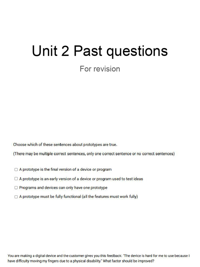 Unit 2 Revision Past Questions | PDF