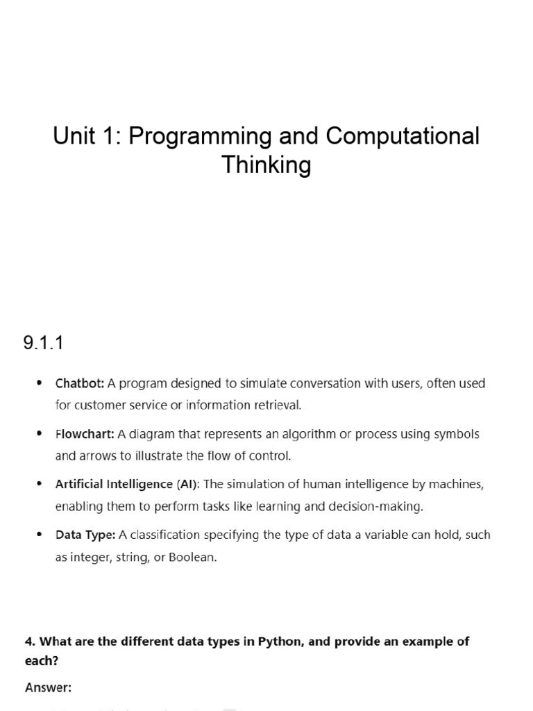 Programming and Computational Thinking | PDF