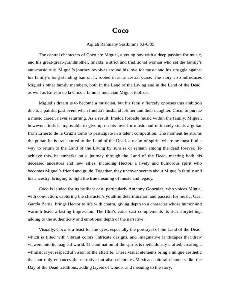 ENG Essay Movie Review COCO | PDF