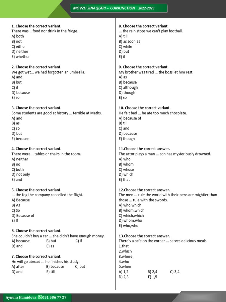 Movzu Sinaqlari Conjunction | PDF
