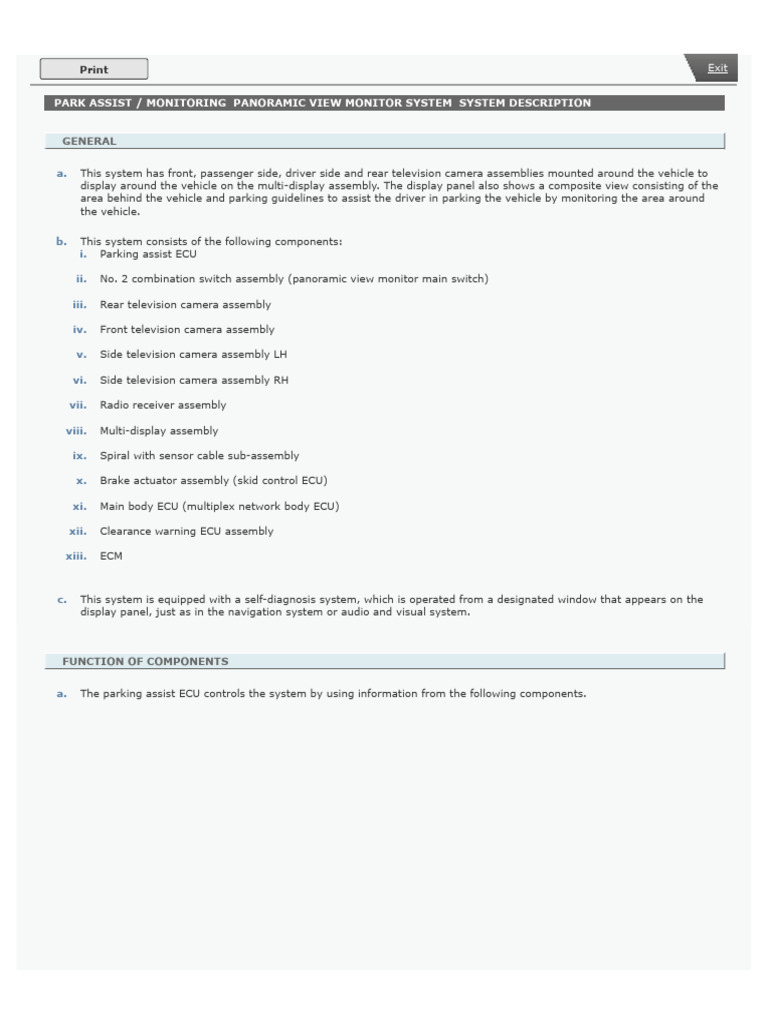 4.panoramic View Monitor System System Description | PDF | Computer ...