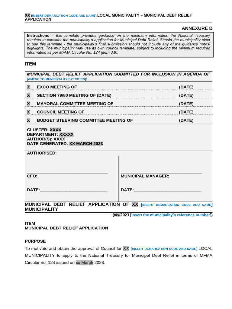 Municipal Debt Relief Application Guide | PDF | Debt | Economies