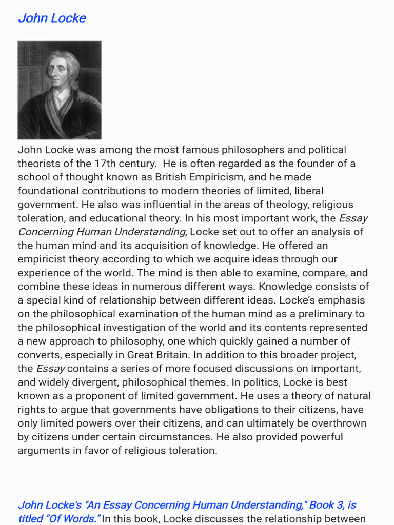 An Essay Concerning Human Understanding by John Locke | PDF
