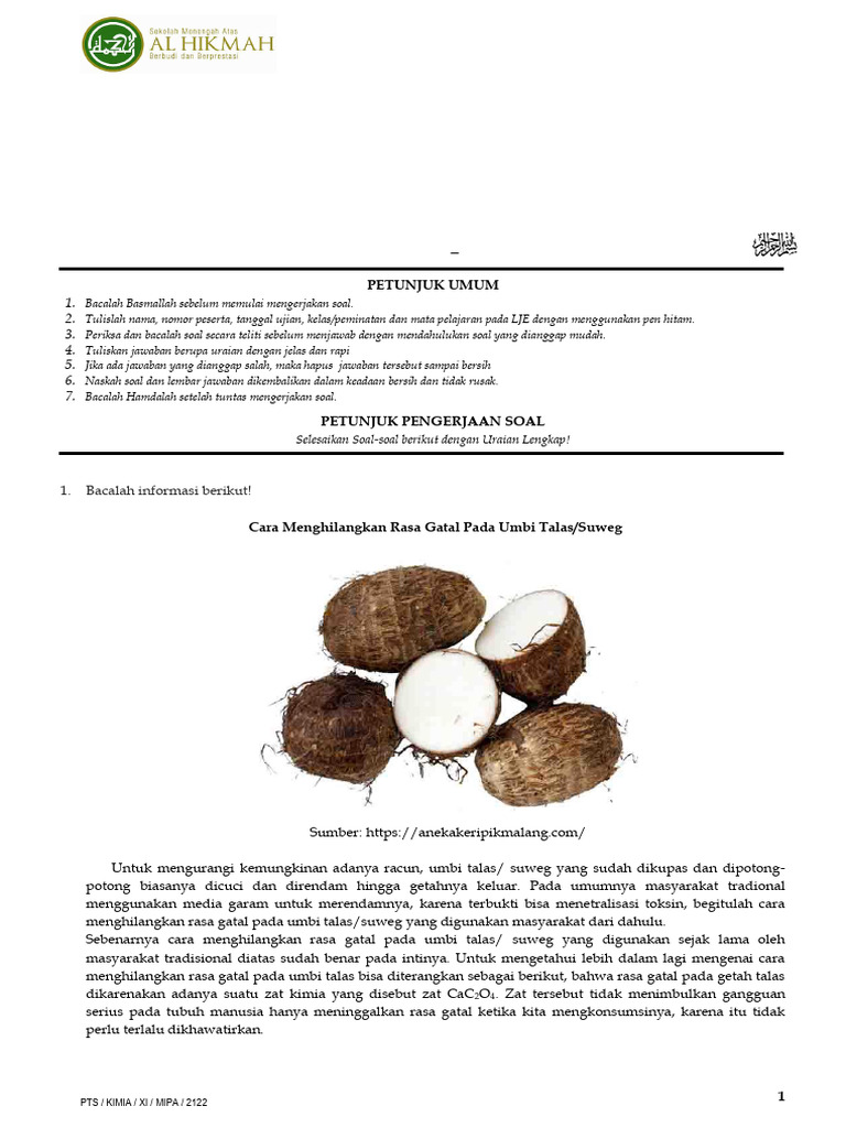 KIM 03. - NASKAH - SOAL - PTS - XI - Ganjil - 2122 - Fix | PDF