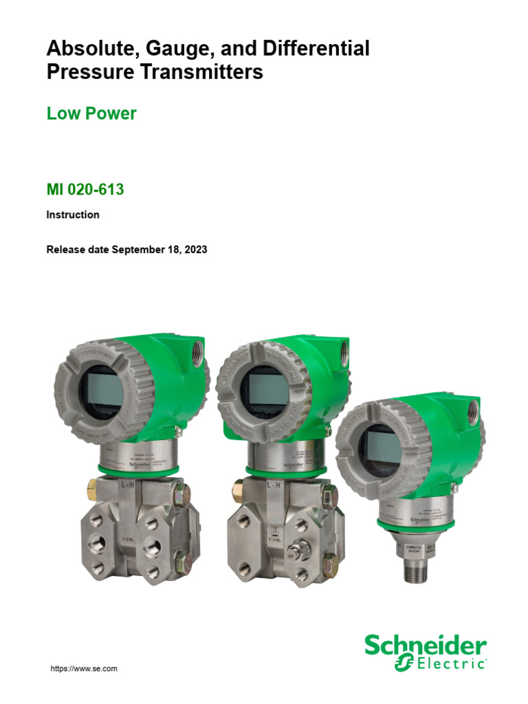 Absolute, Gauge, and Differential Pressure Transmitters: Low Power ...