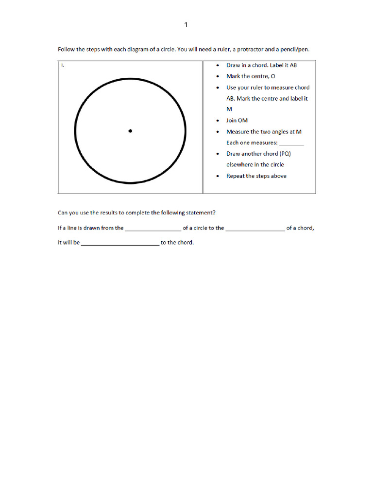 Grade 11 Circle Geometry Prep Activity | PDF