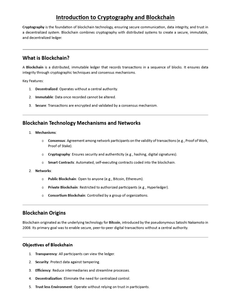Mod-II (Introduction of Cryptography and Blockchain) | PDF | Cryptography | Public Key Cryptography