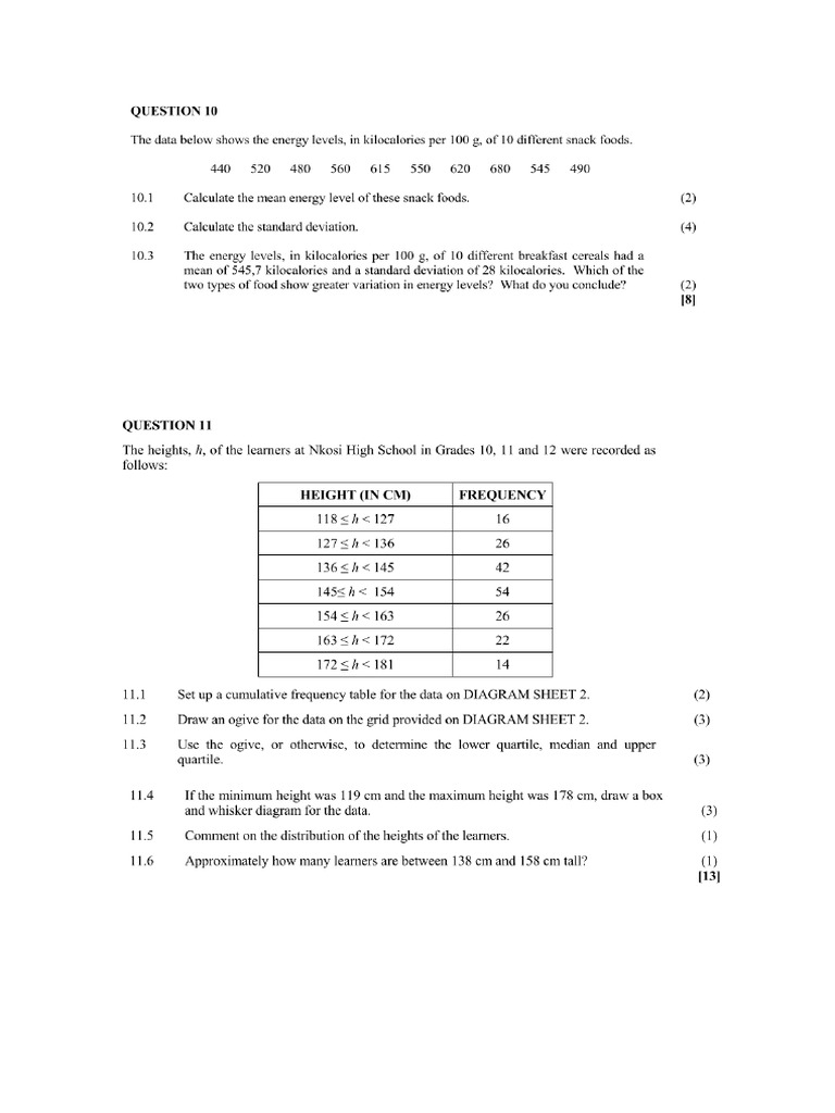 Data Handling Grade 11 | PDF