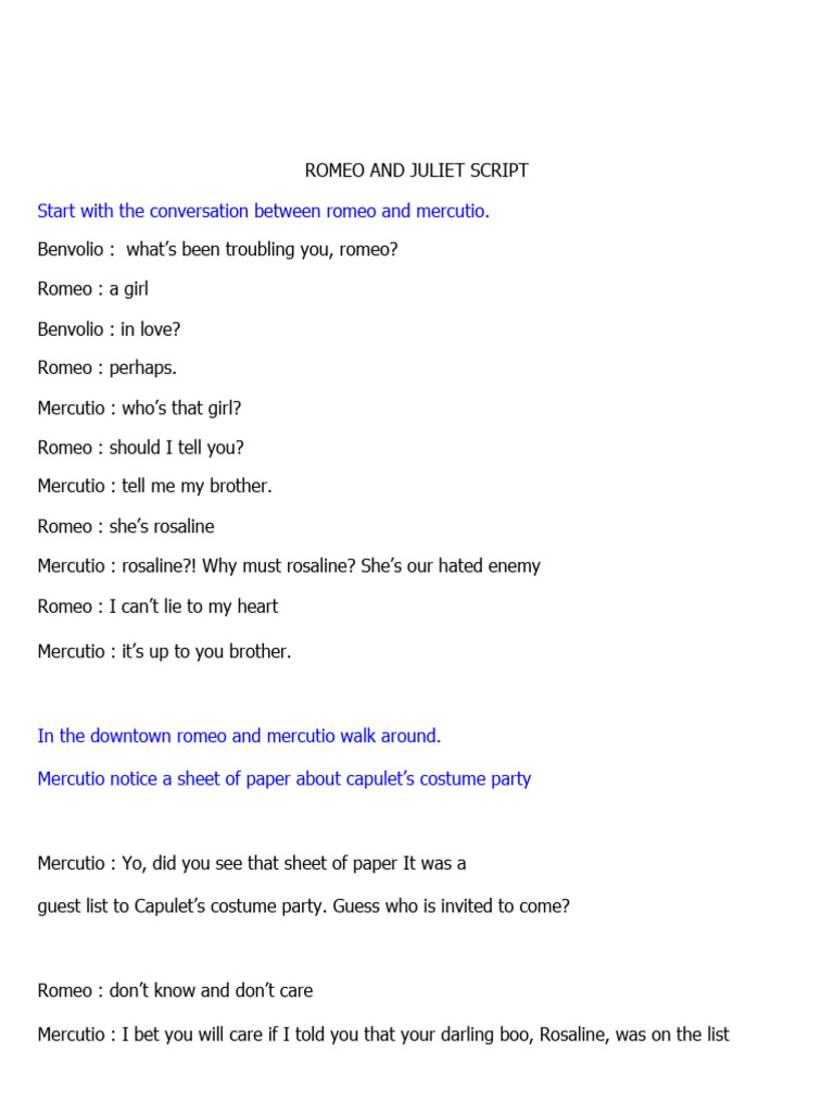 Romeo and Juliet Script Mini D.docx 20241221 174913 0000 | PDF ...