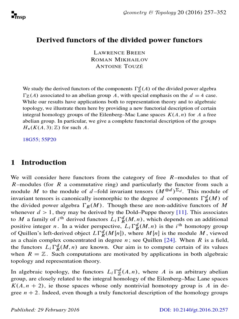 Derived Functors of Divided Power Algebras | PDF | Module (Mathematics ...