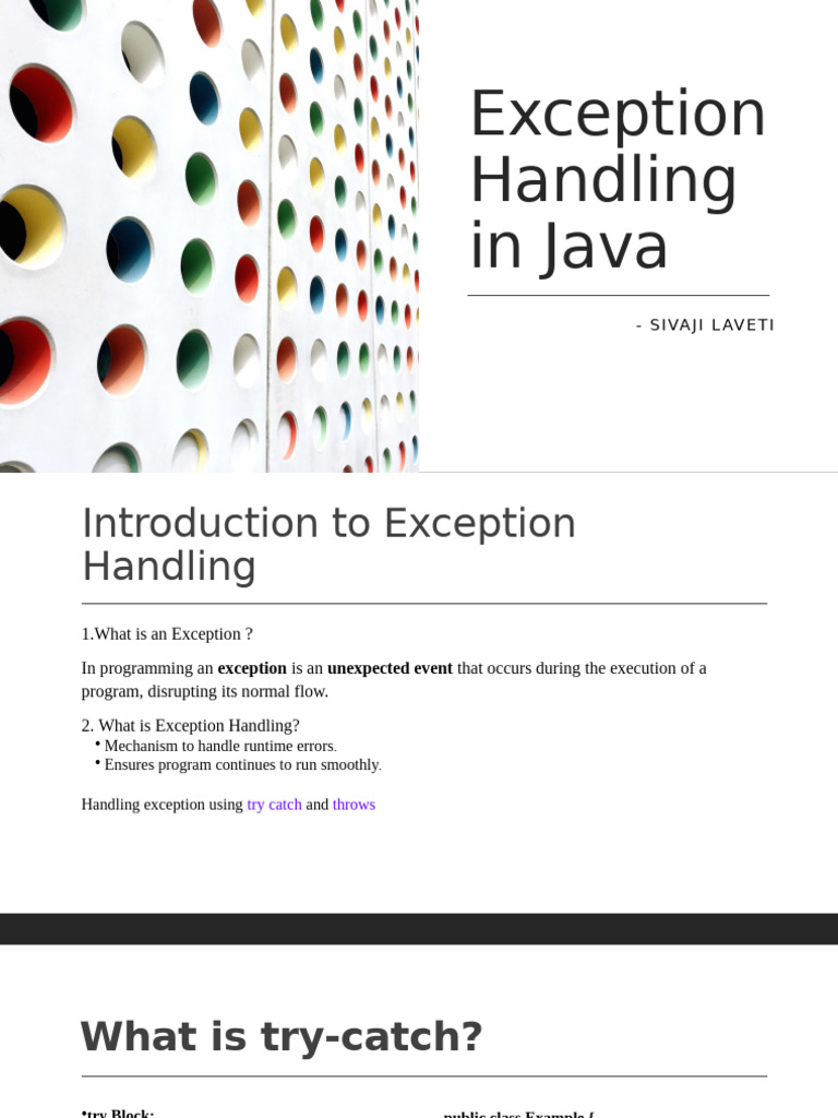 Java Exception Handling Basics | PDF | Software Engineering | Computer Engineering