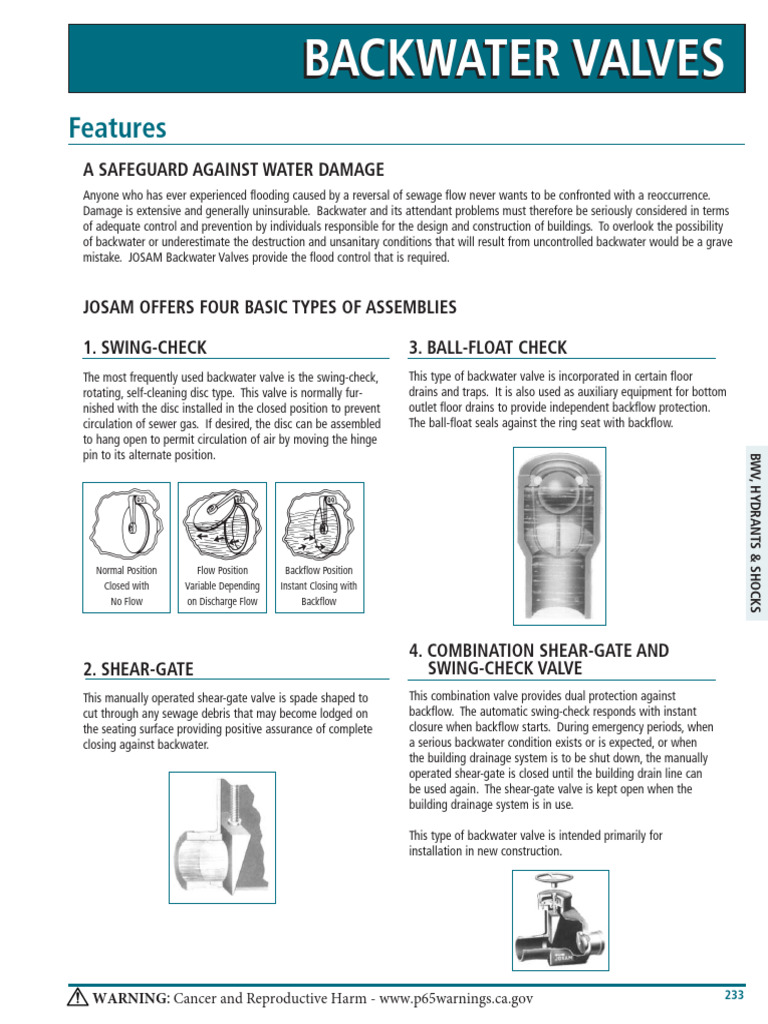 Backwater Valves for Flood Protection | PDF | Valve | Tap (Valve)