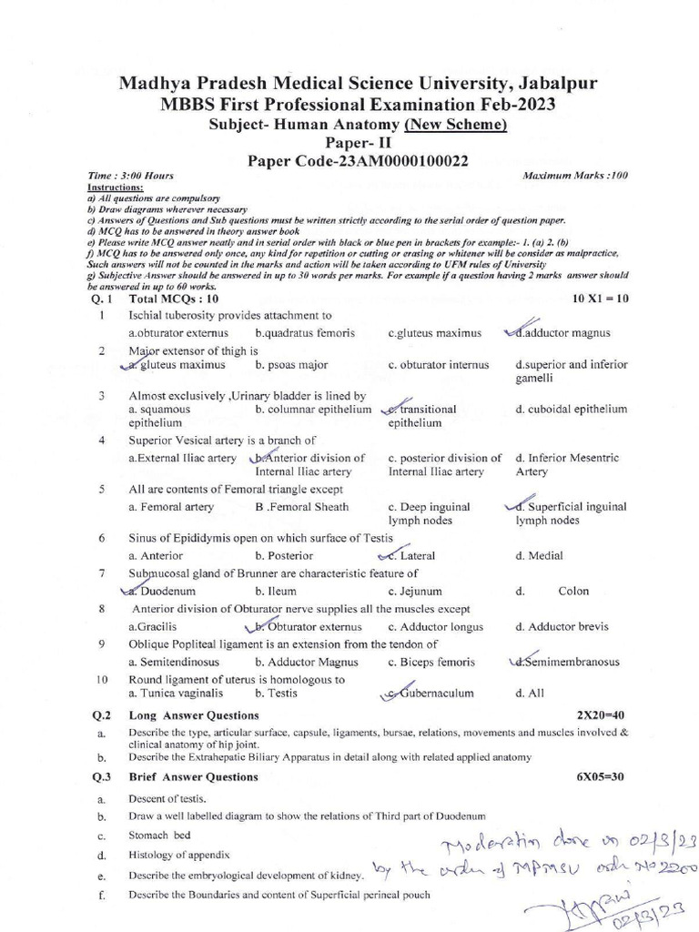 MBBS 1ST Prof. Feb 23 NS 23am0000100022 | PDF