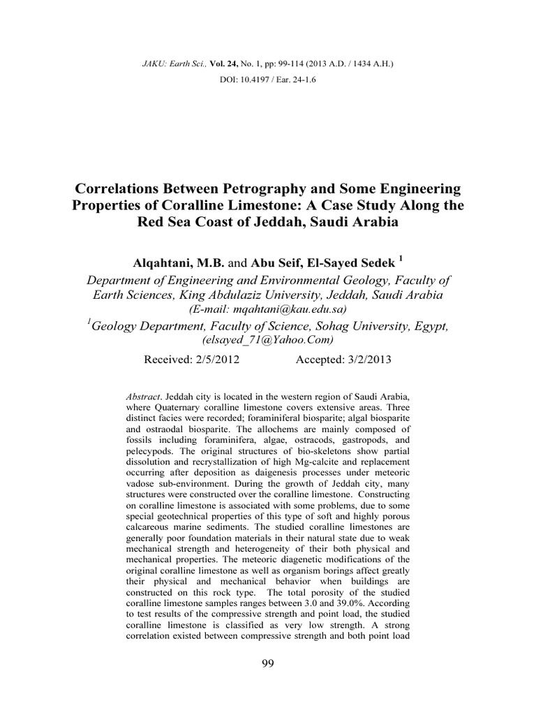 Coralline Limestone Properties Study | PDF | Limestone | Geology