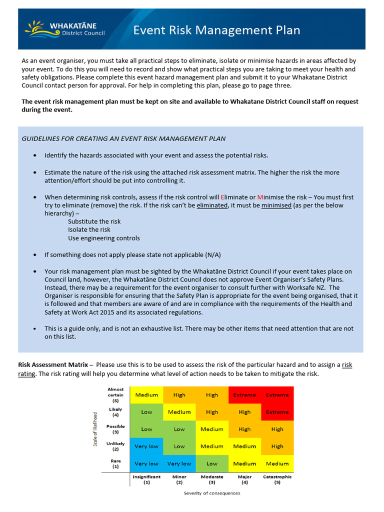 Event Risk Management Plan | PDF | Risk | Hazards