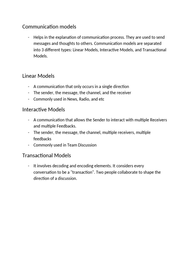 Communication Models | PDF