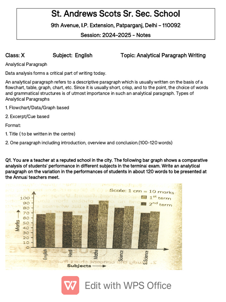 English- Analytical Paragraph Writing (X) 2024 | PDF | English Language